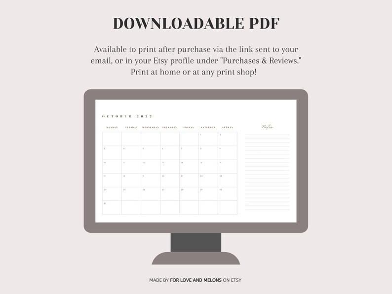 2022 Monthly Calendar With Notes | Printable Calendar | Template| Year ...