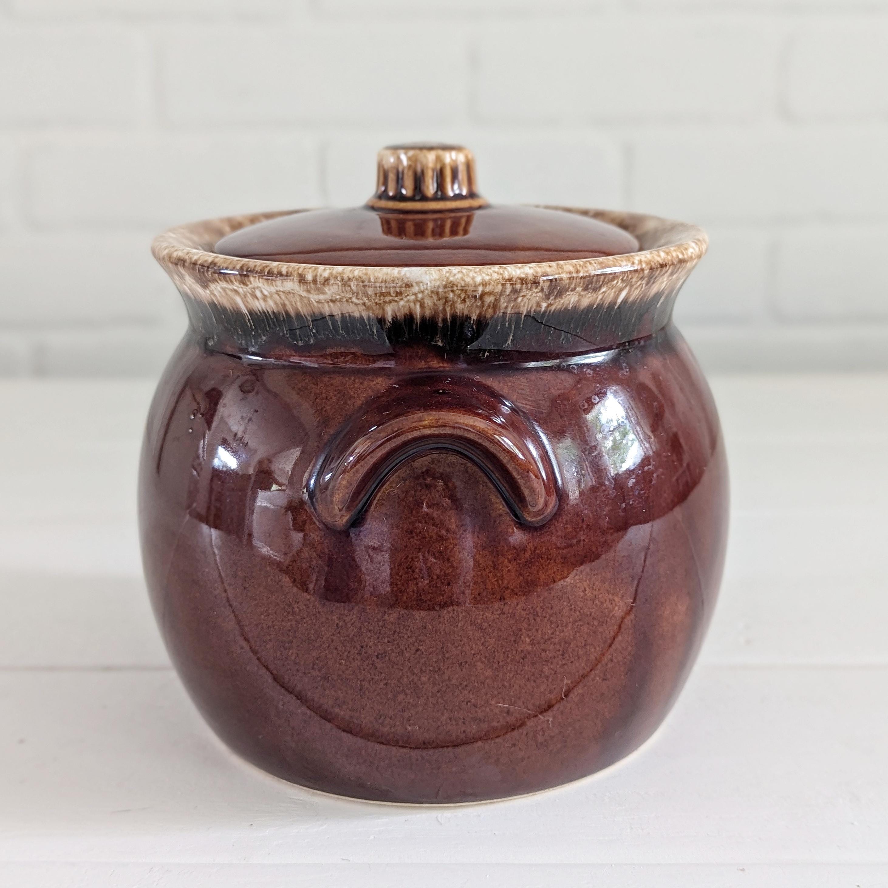 Vintage Hull Brown Drip Pottery Bean Pot W/ Lid - Etsy