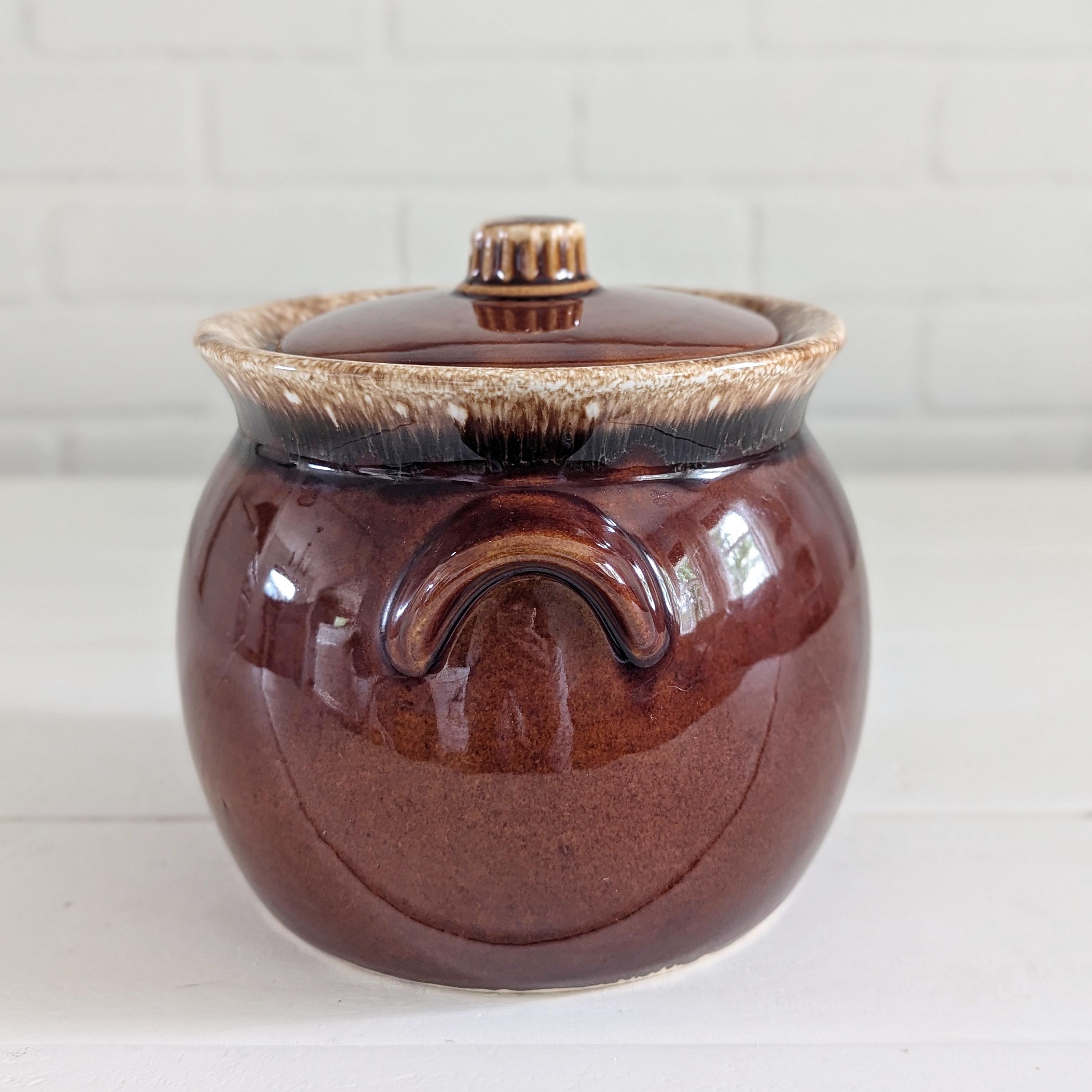 Vintage Hull Brown Drip Pottery Bean Pot W/ Lid - Etsy