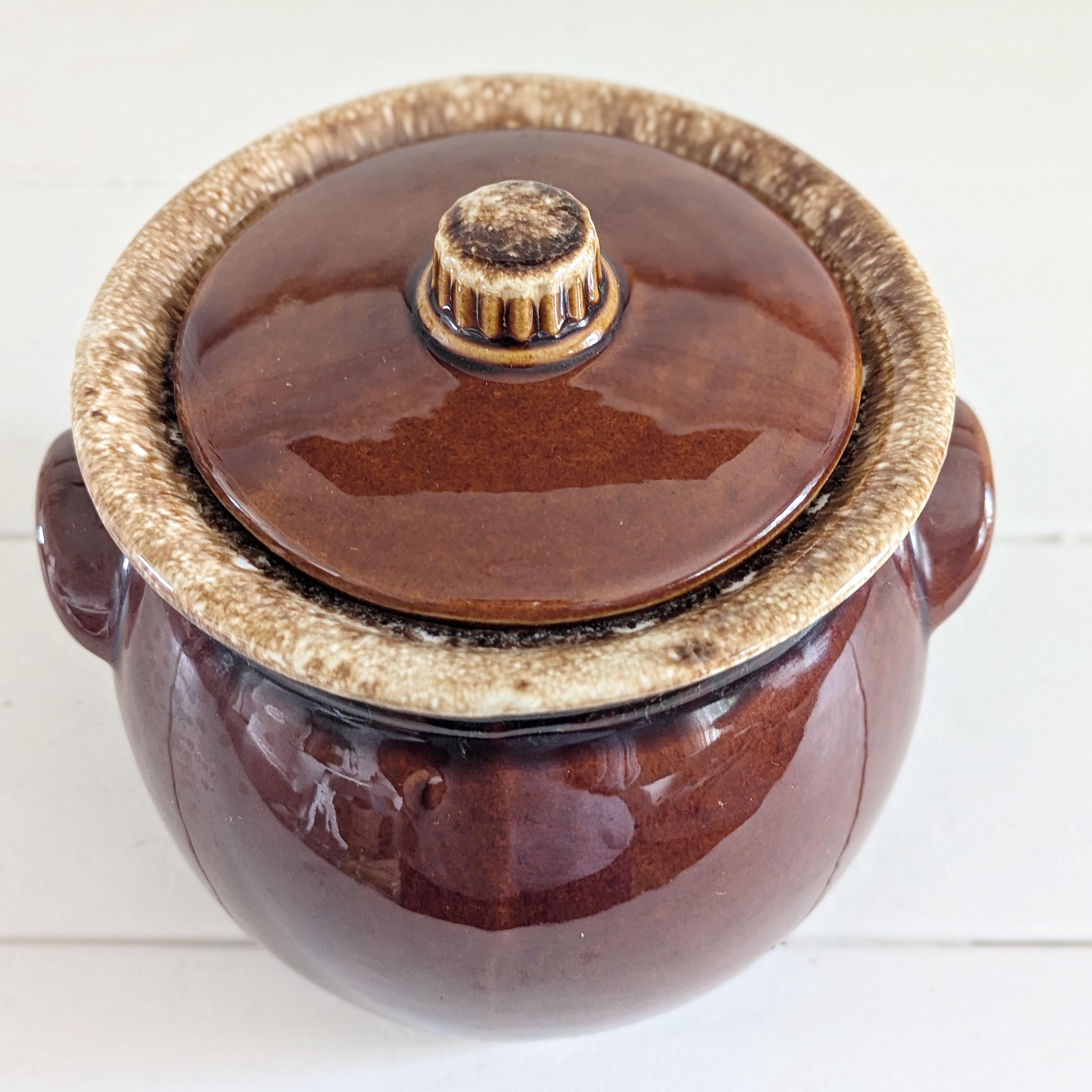 Vintage Hull Brown Drip Pottery Bean Pot W/ Lid - Etsy