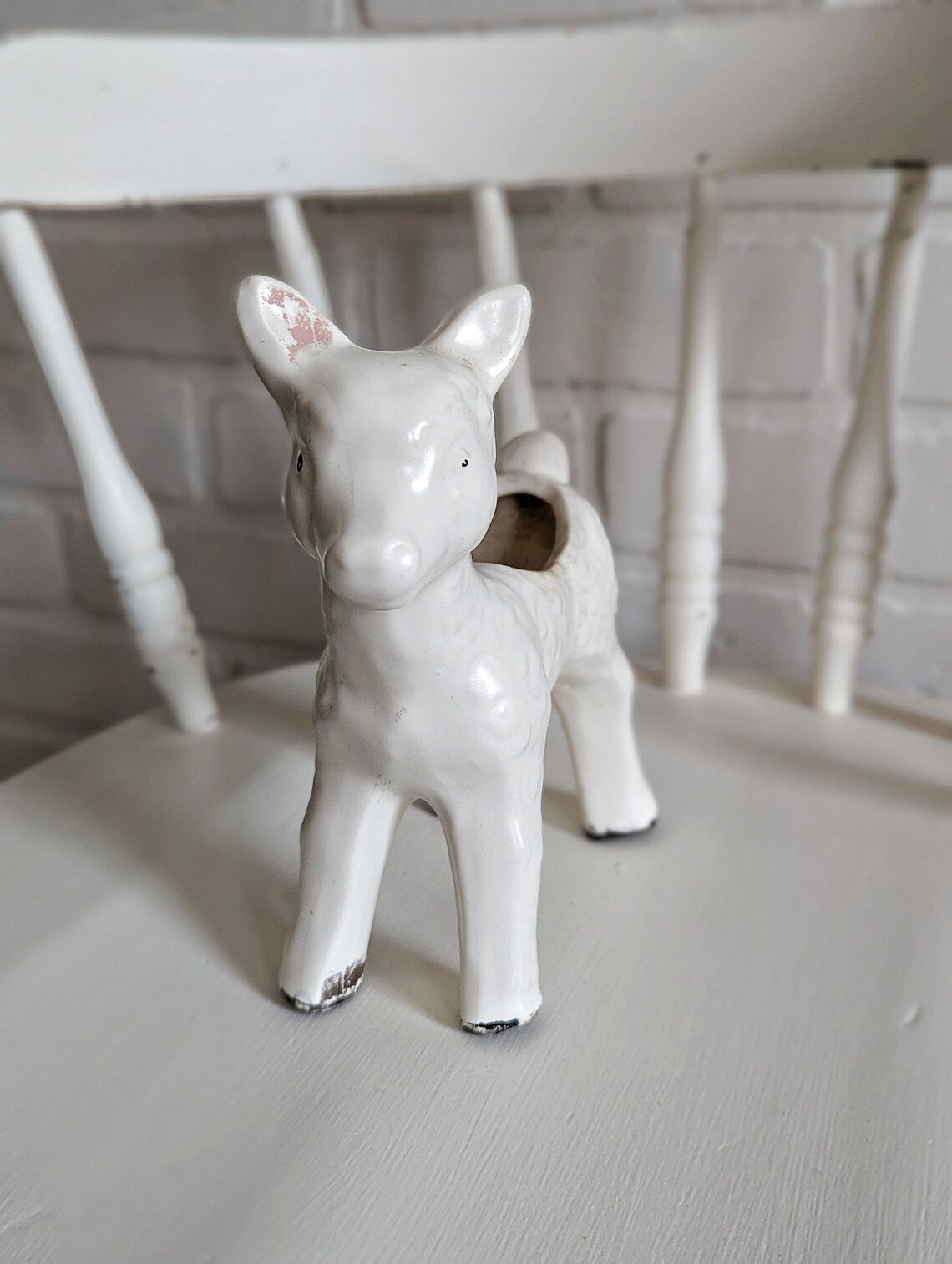 Vintage White Ceramic Lamb Sheep Figurine Planter - Etsy