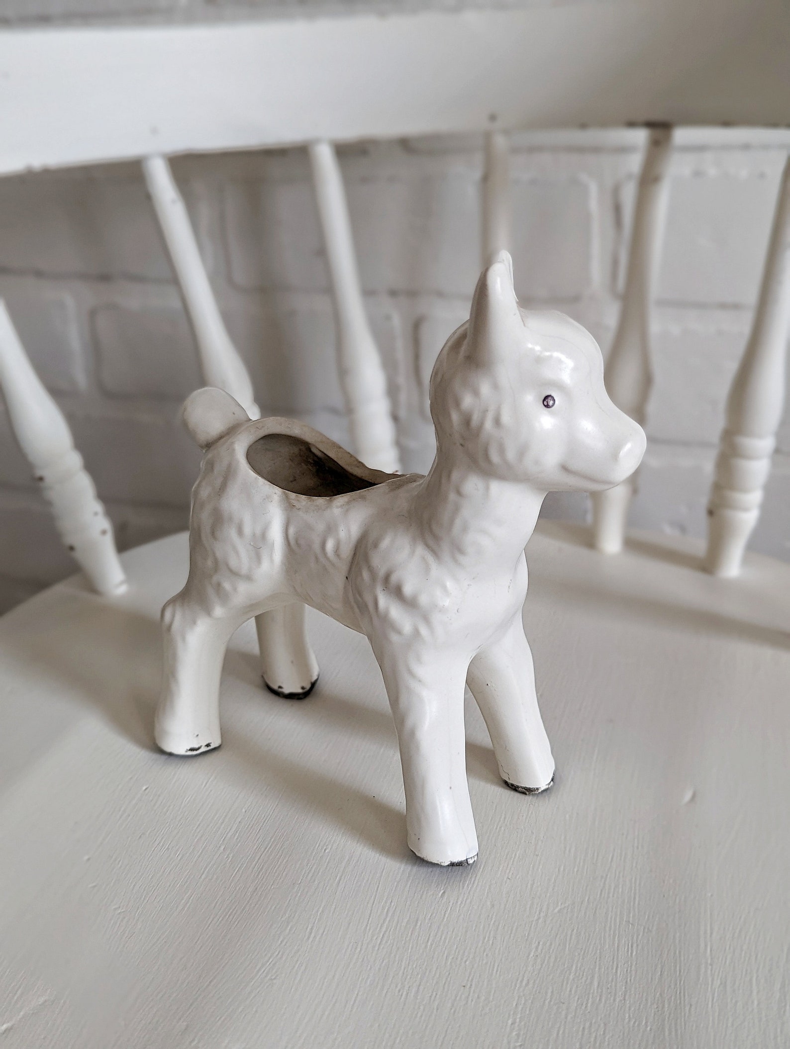 Vintage White Ceramic Lamb Sheep Figurine Planter - Etsy