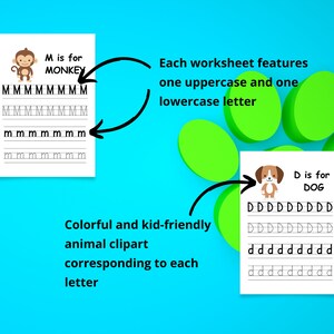 26 ABC Animal Themed Alphabet Tracing Worksheets Instant - Etsy