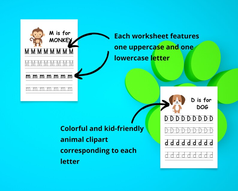 26 ABC Animal Themed Alphabet Tracing Worksheets | Instant Download ...