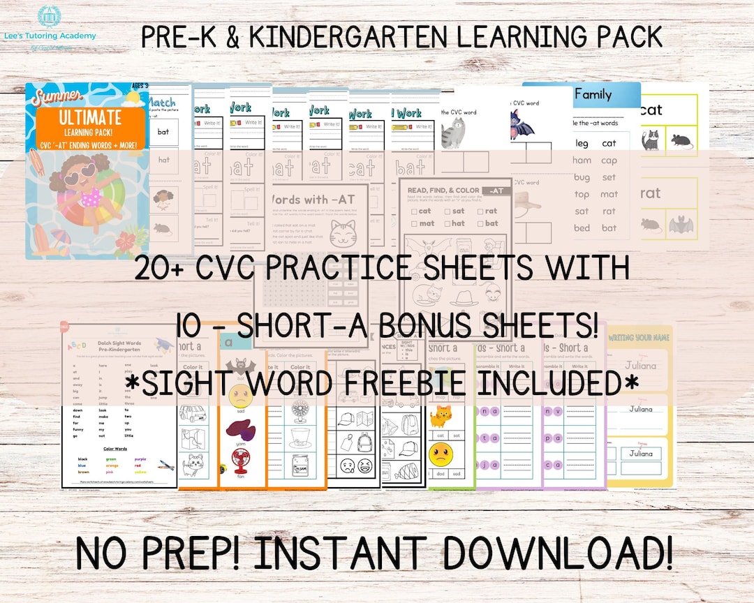 Preschool, Pre-k & Kindergarten Learning Bundle | 20+ Pages | Sight ...