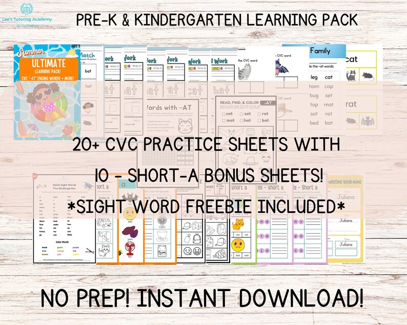 Preschool, Pre-k & Kindergarten Learning Bundle | 20+ Pages | Sight ...