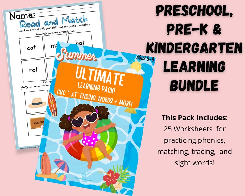 Preschool, Pre-k & Kindergarten Learning Bundle | 20+ Pages | Sight ...