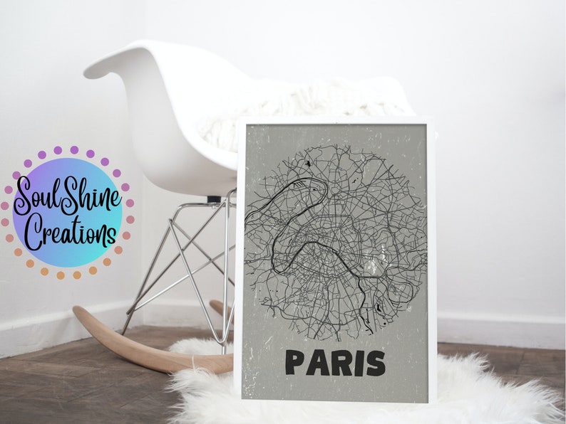 Paris Map Poster | Paris Wall Decor | Paris Print | Map Print | Map ...