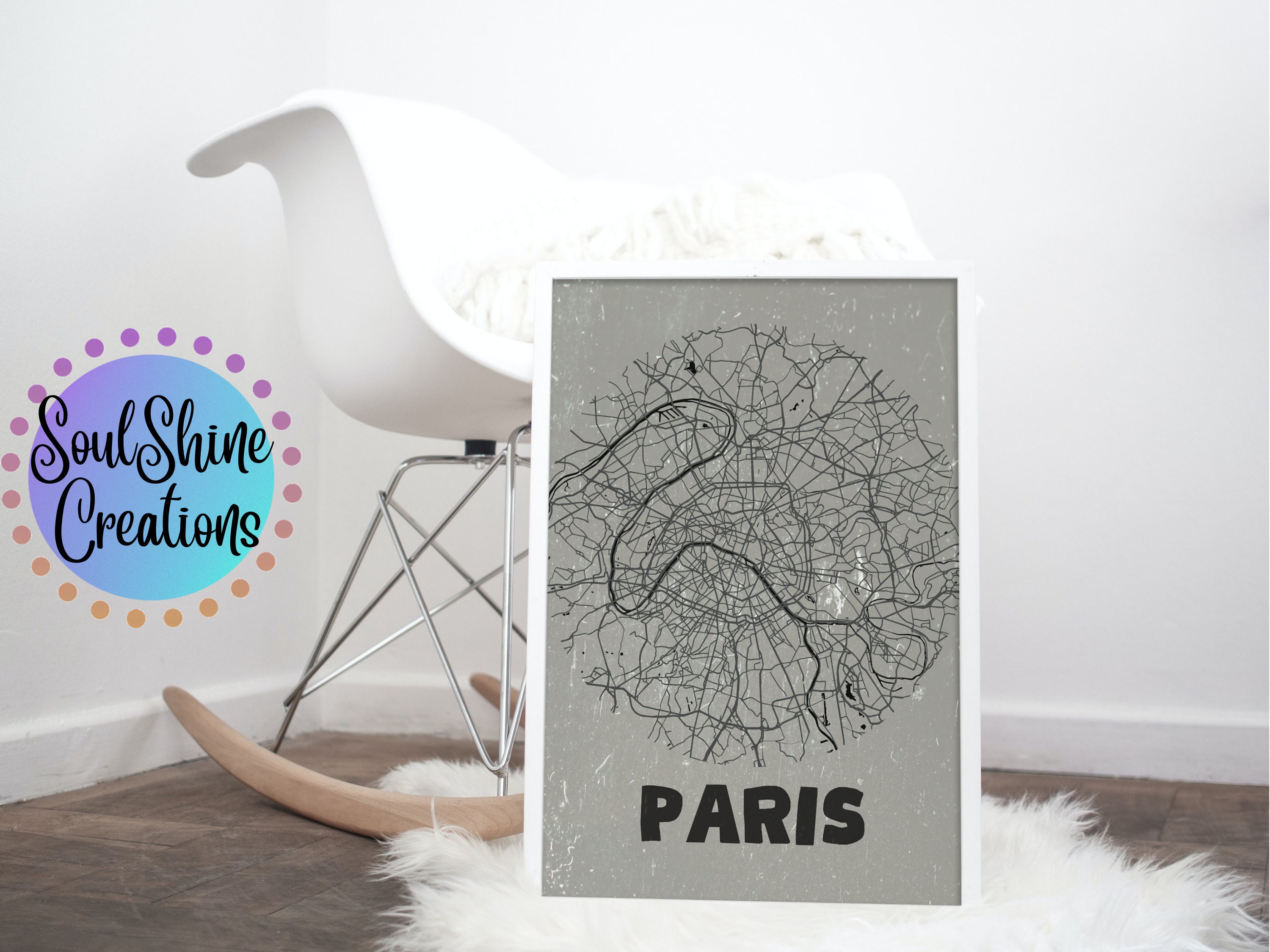Paris Map Poster Paris Wall Decor Paris Print Map Print Map Wall Decor ...