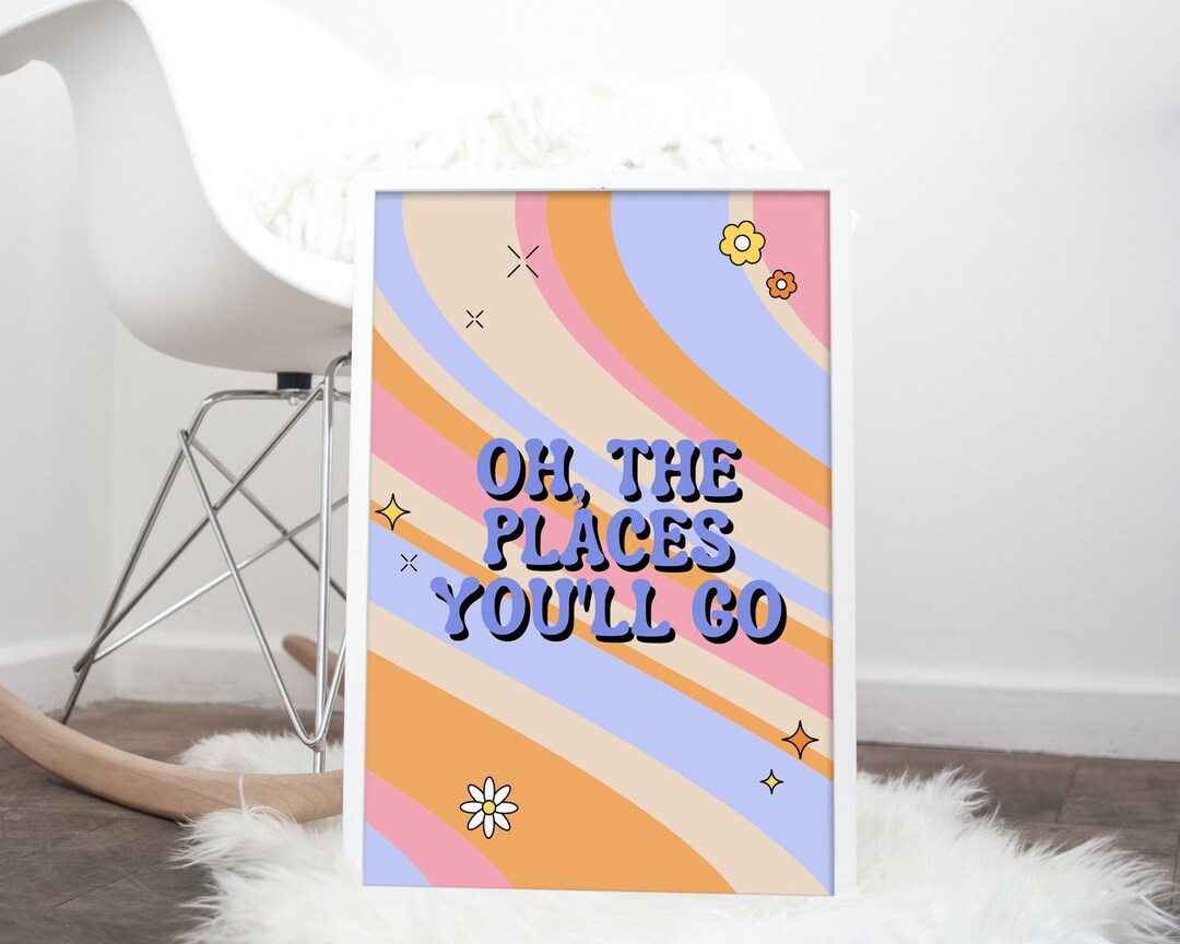 Oh, the Places You'll Go ! Dr. Seuss, Funky Wall Art, Maximalist Decor ...