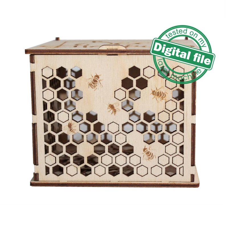 DXF SVG Files for Laser Honey Gift Box Bee Happy Vector - Etsy