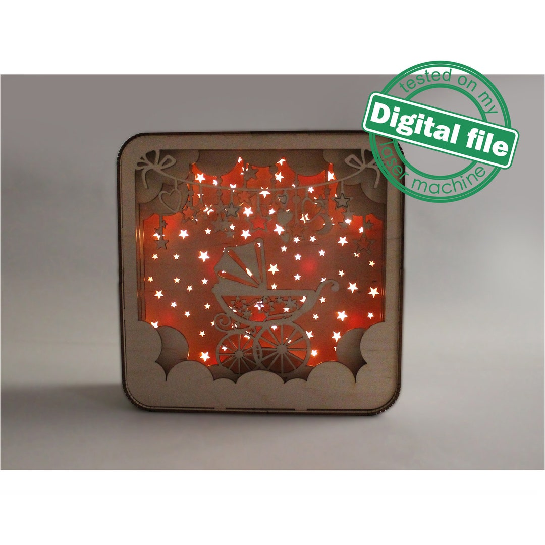 DXF, SVG Files for Laser Light Box Little Angel, Baby Shower Decor ...