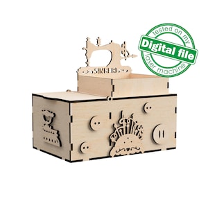 DXF, SVG Files for Laser Craft Box Sewing Machine, Vintage Sewing Box ...