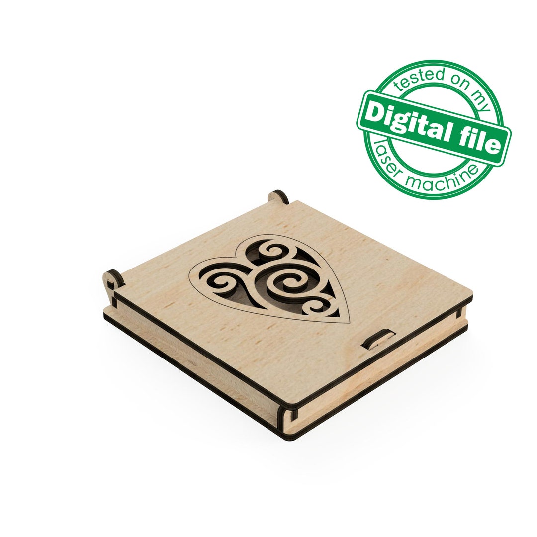 DXF, SVG Files for Laser Wedding Engagement Ring Box, Filigree Heart ...