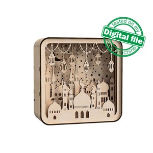 DIY Islamic Lightbox, Ramadan Shadow Box, Two Different Sizes DXF, SVG ...