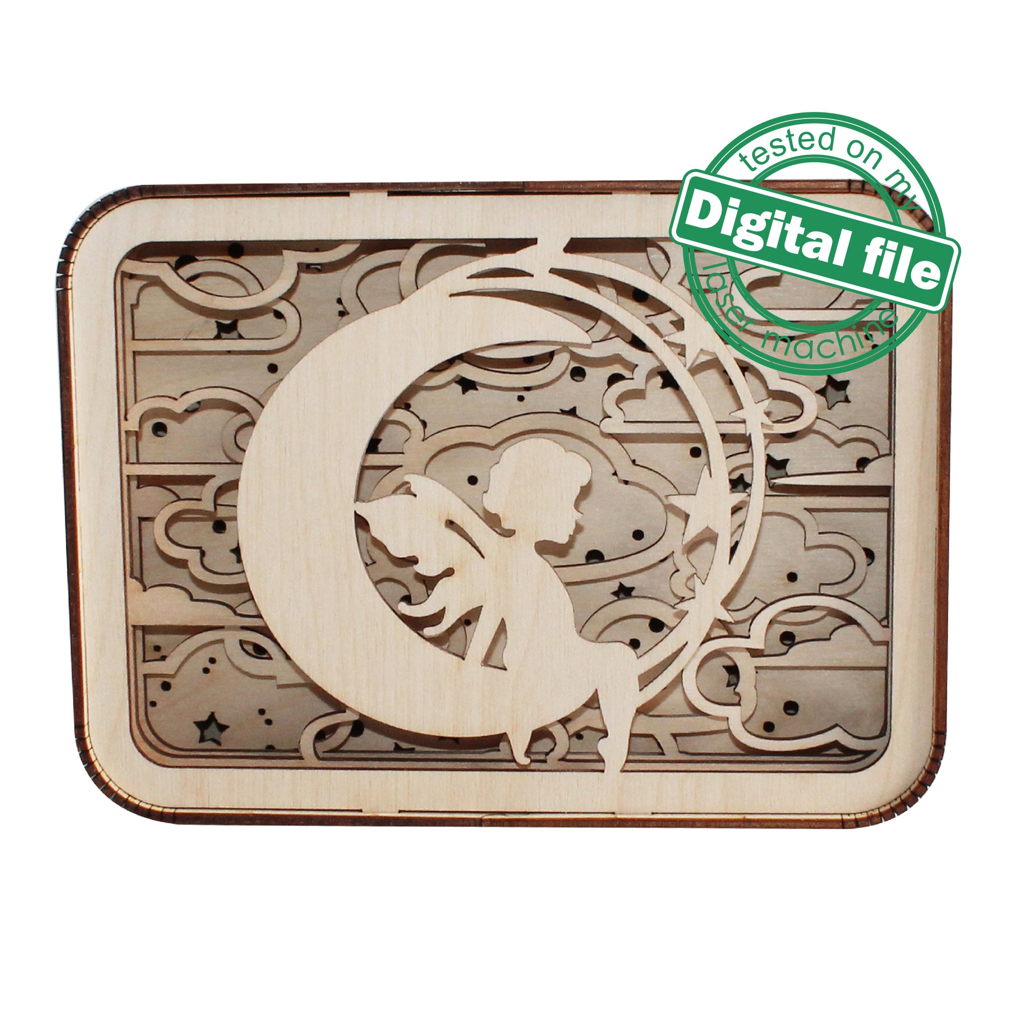 DXF, SVG Files for Light Box Angel on the Moon, Nursery Decor ...