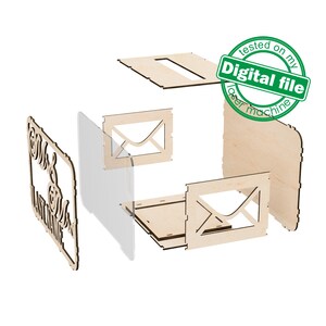 DXF, SVG Files for Laser Wedding Card Box, Money Box, Mrs&mr ...