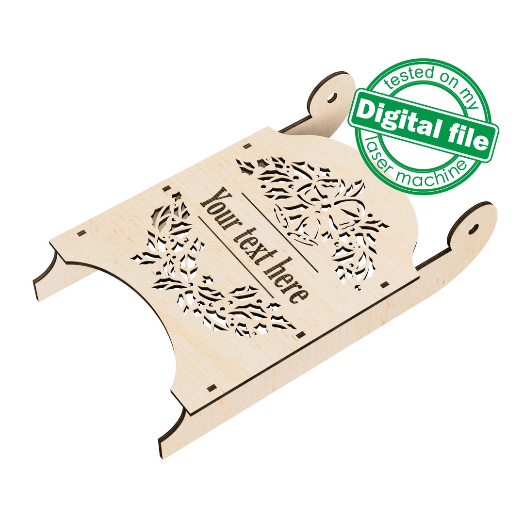 DXF, SVG Files for Laser Christmas Decorative Sleigh, Openwork Wreath ...