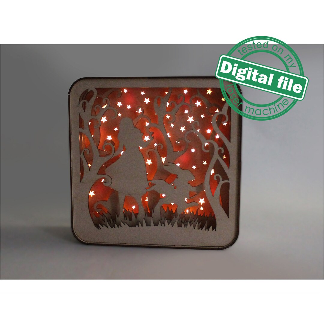 DXF, SVG Files for Laser Light Box Alice and White Rabbit, Baby Shower ...