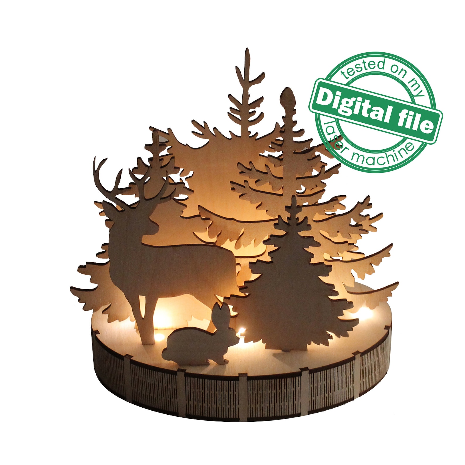 DXF File for Laser Woodland Winter Christmas Decoration, Winter Forest ...
