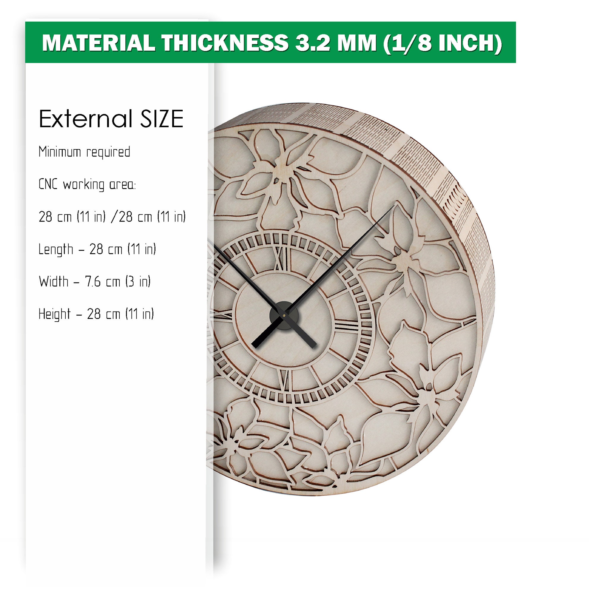 Flower Clock Face Laser Cut Files: DXF, SVG, PDF (digital Download) - Etsy