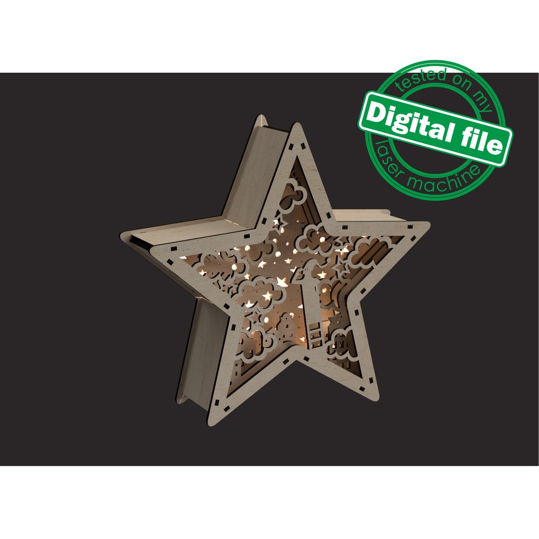 DXF SVG Files for Laser DIY Marquee Star Light Lightbox - Etsy