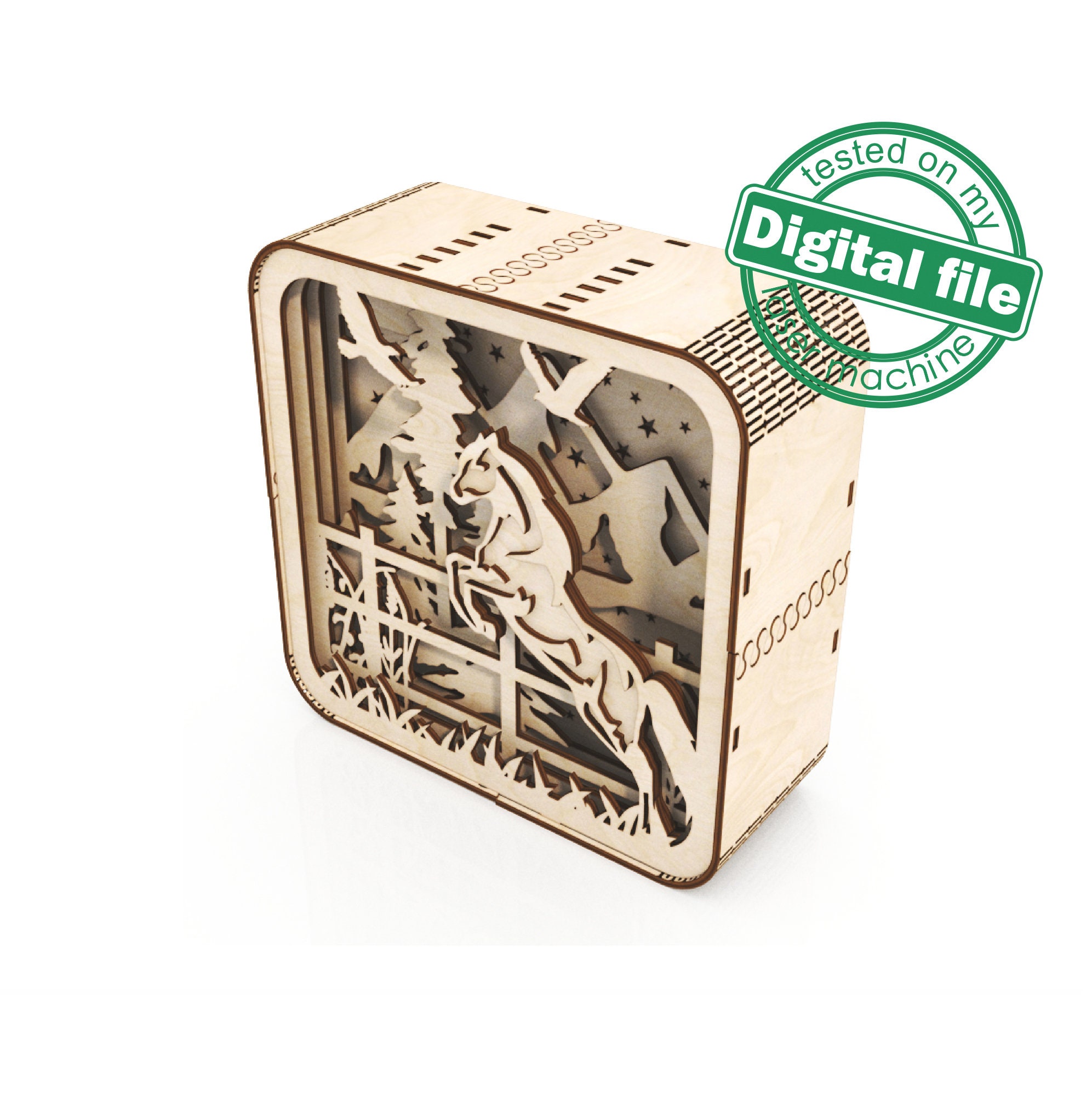 DXF SVG Files for Laser Light Box Horse and Mountains - Etsy UK