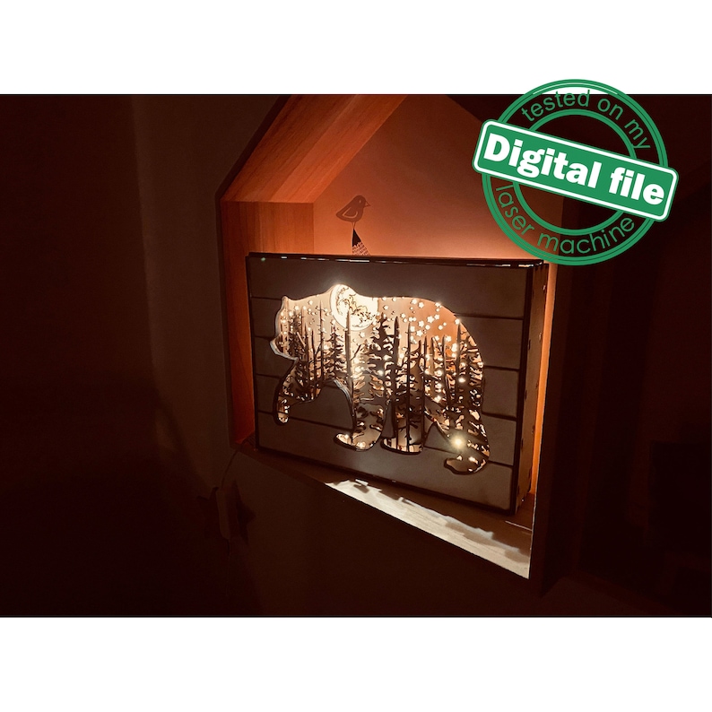 3D Laser Cut Bear Shadow Box SVG DXF Files (digital Download) - Etsy