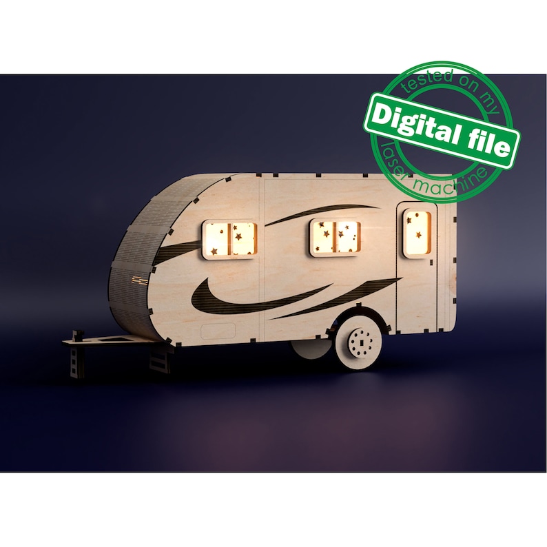 DXF, SVG Files for Laser Light Box Travel Trailer, Deer, Bear, Forest ...