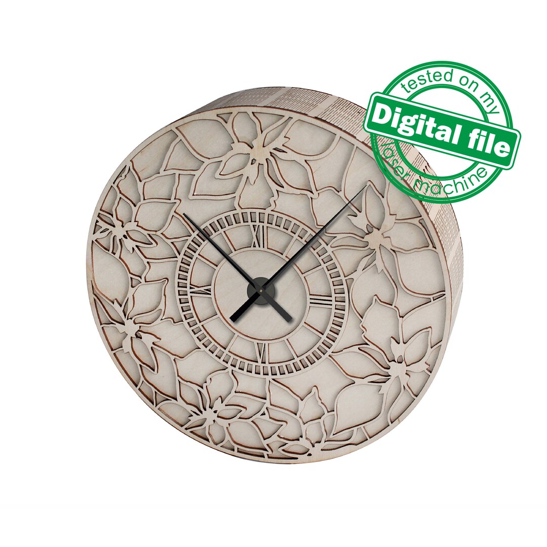 Flower Clock Face Laser Cut Files: DXF, SVG, PDF (digital Download) - Etsy