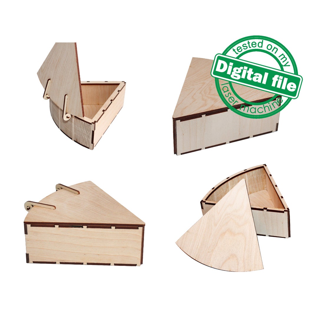 DXF, SVG Files for Laser Triangle Wooden Box Piece of Cheese, Two ...