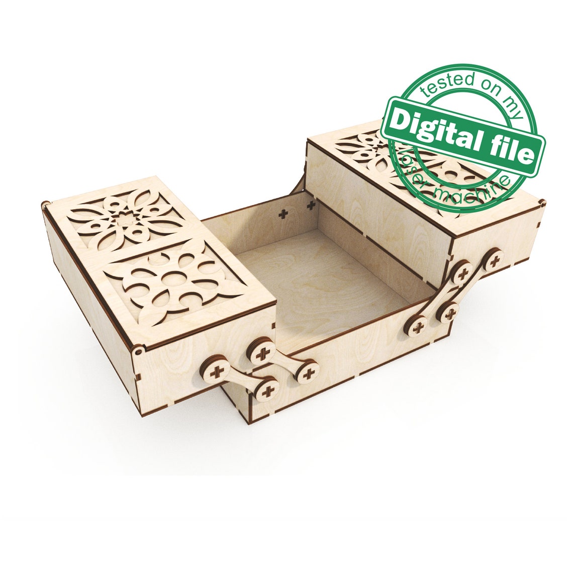 DXF SVG Files for Laser Box With Sliding Drawers Opening - Etsy