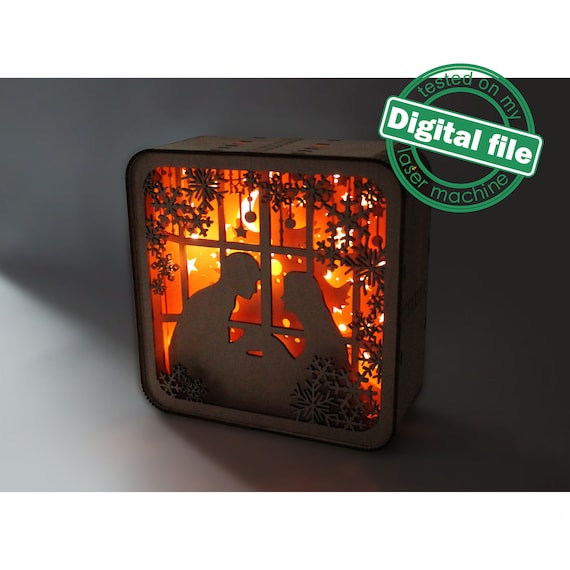 DXF SVG Files for Laser Christmas Evening Shadow Box - Etsy