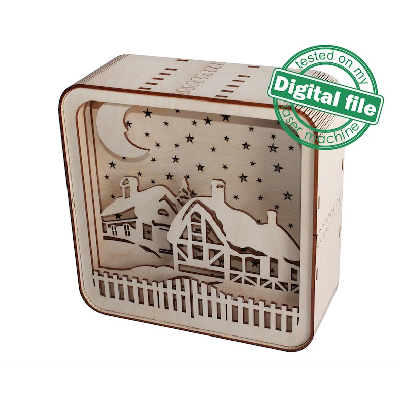 DXF SVG Files for Laser Light Box Christmas Village Shadow - Etsy