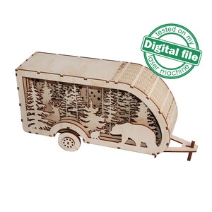 DXF, SVG Files for Laser Light Box Travel Trailer, Deer, Bear, Forest ...