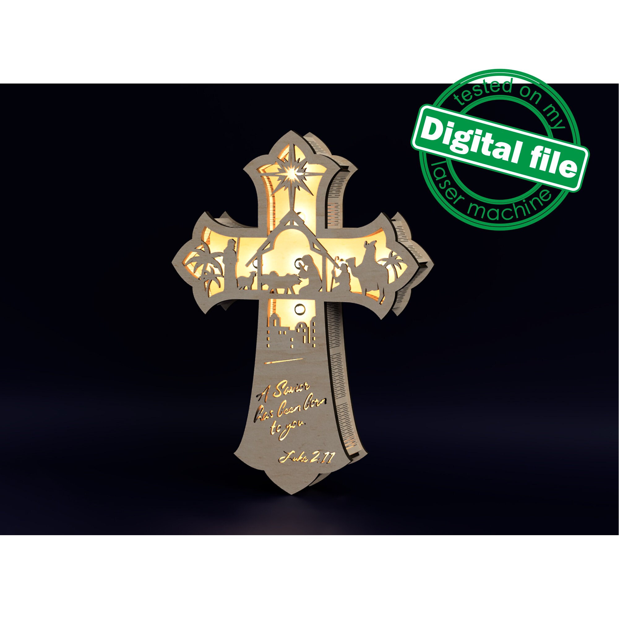 DXF, SVG Files for Laser. Big Set Personalized Light Cross, Star of ...