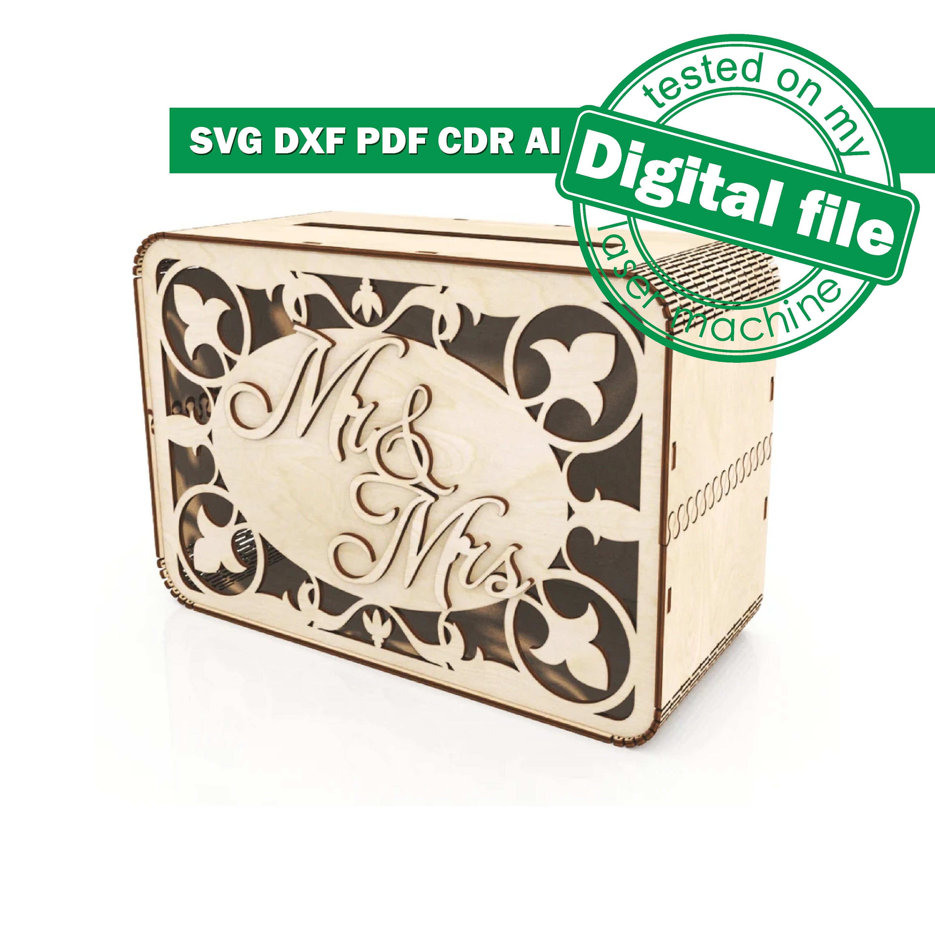 DXF SVG Files for Laser Wedding Card Box Mr&mrs Money Box | Etsy Australia