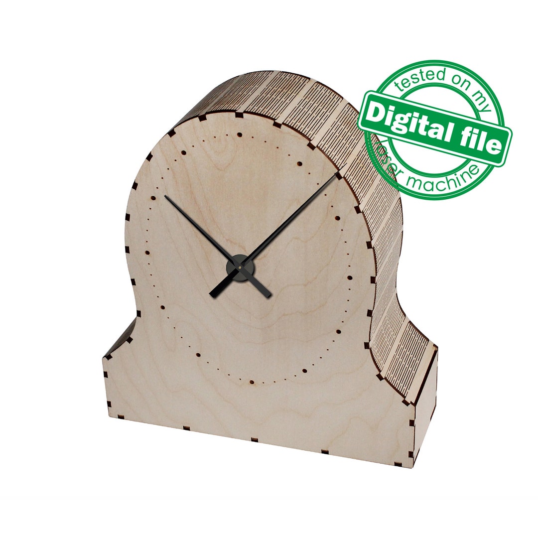 DXF, SVG Files for Laser Unique Modern Mantel Clock, Flexible Plywood ...