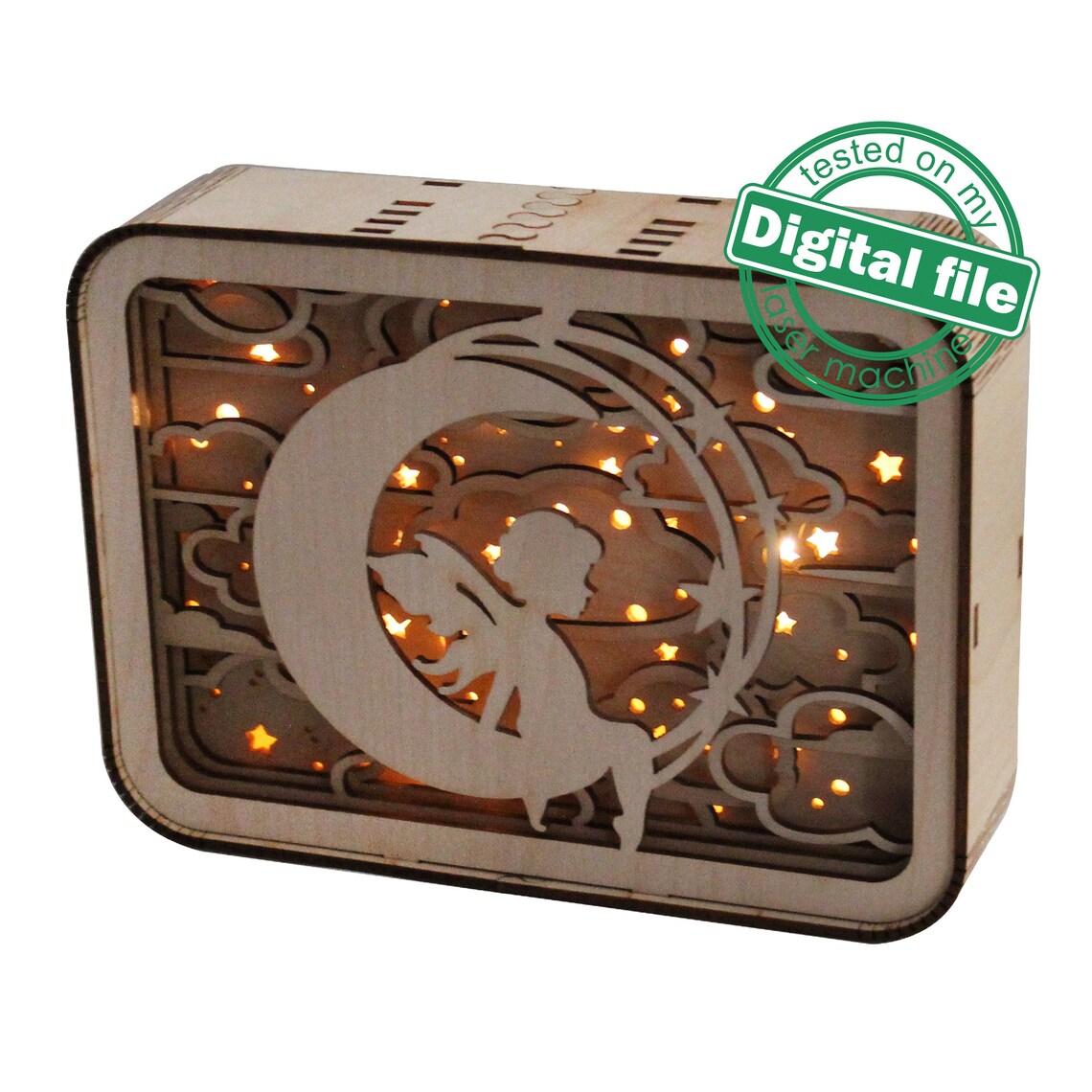 DXF SVG Files for Light Box Angel on the Moon Nursery Decor - Etsy