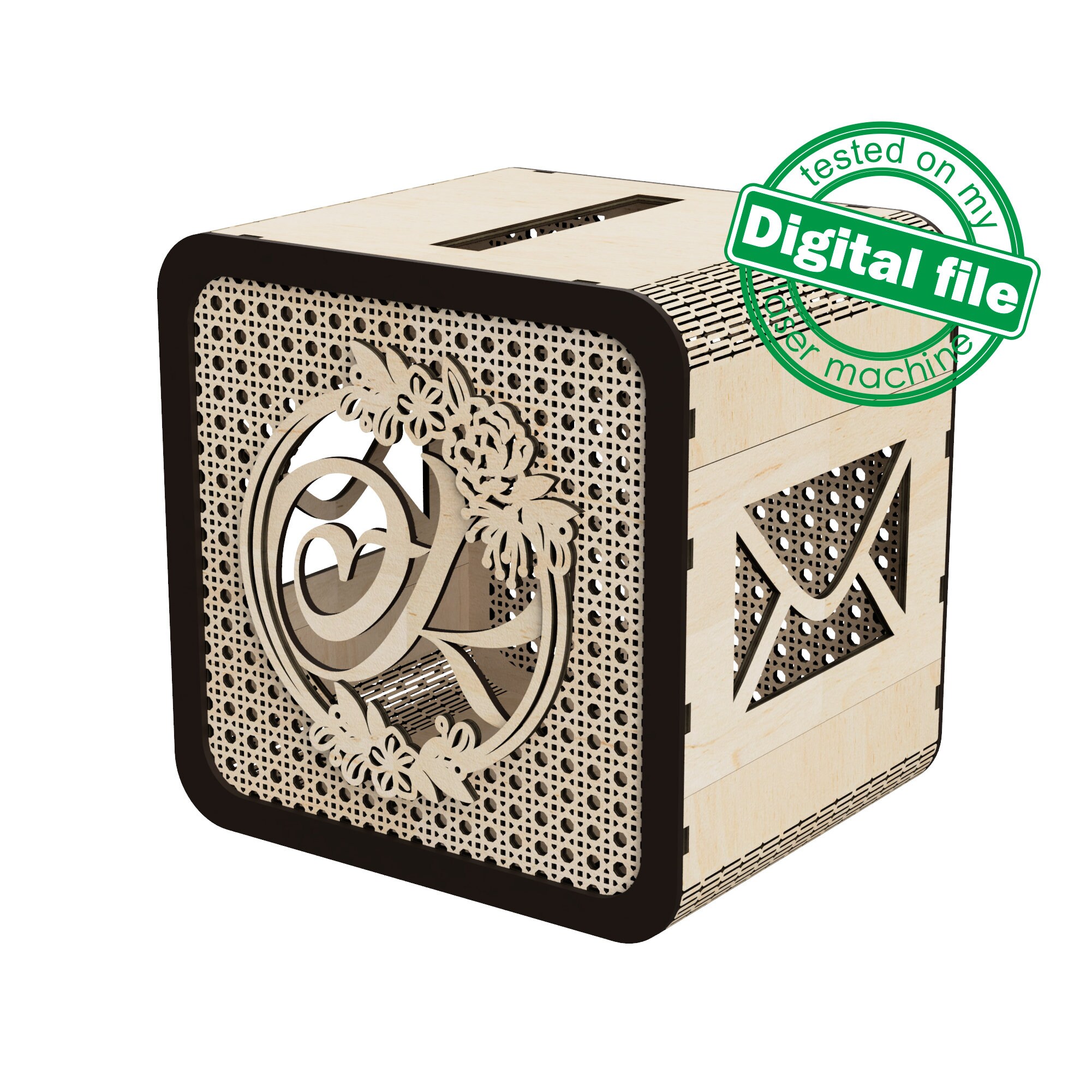 DXF, SVG Files for Laser Wedding Money Box, Engagement Card Box, Rattan ...