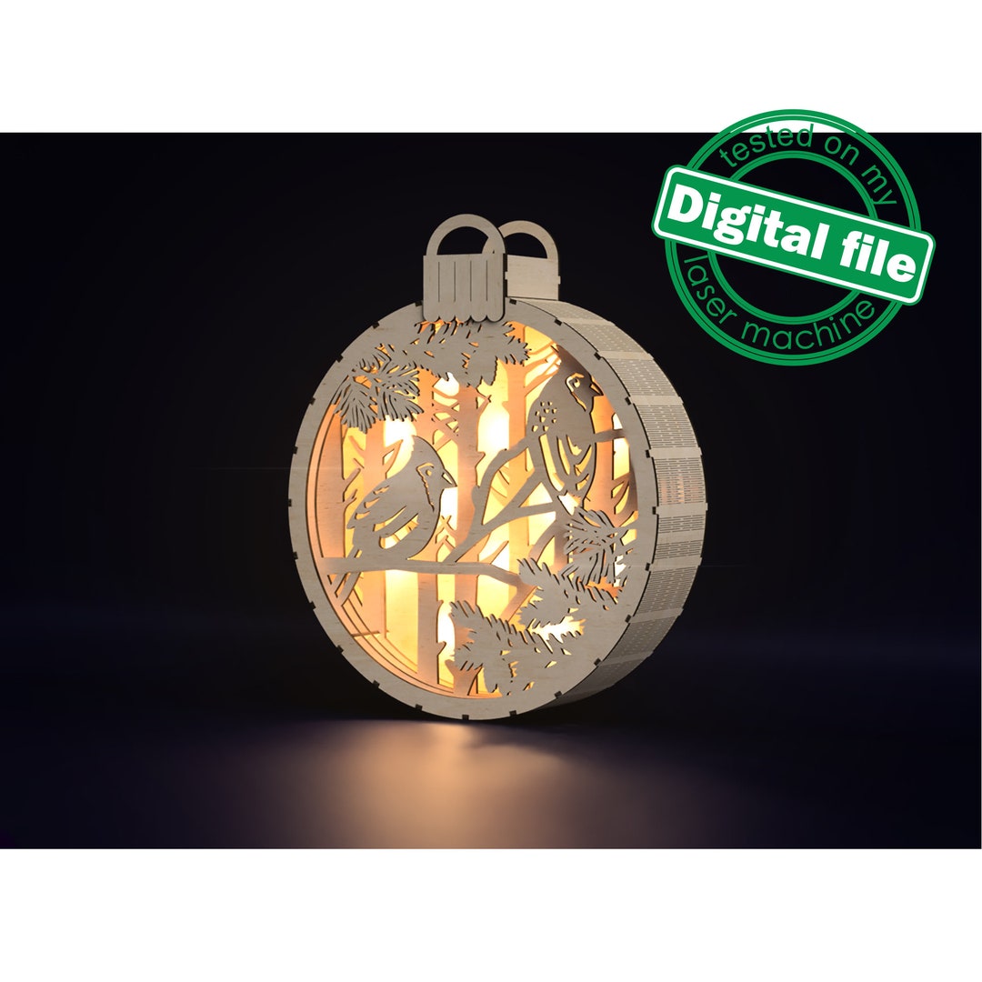 DXF, SVG Files for Laser Light Box Winter Decor, Two Cardinals ...