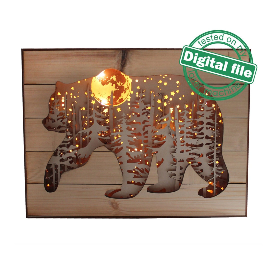 3D Laser Cut Bear Shadow Box SVG DXF Files (digital Download) - Etsy