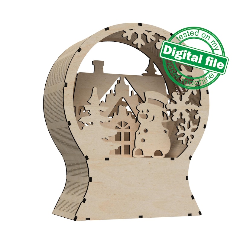 DXF SVG Files for Laser Wooden Snow Globe Old Village Winter - Etsy