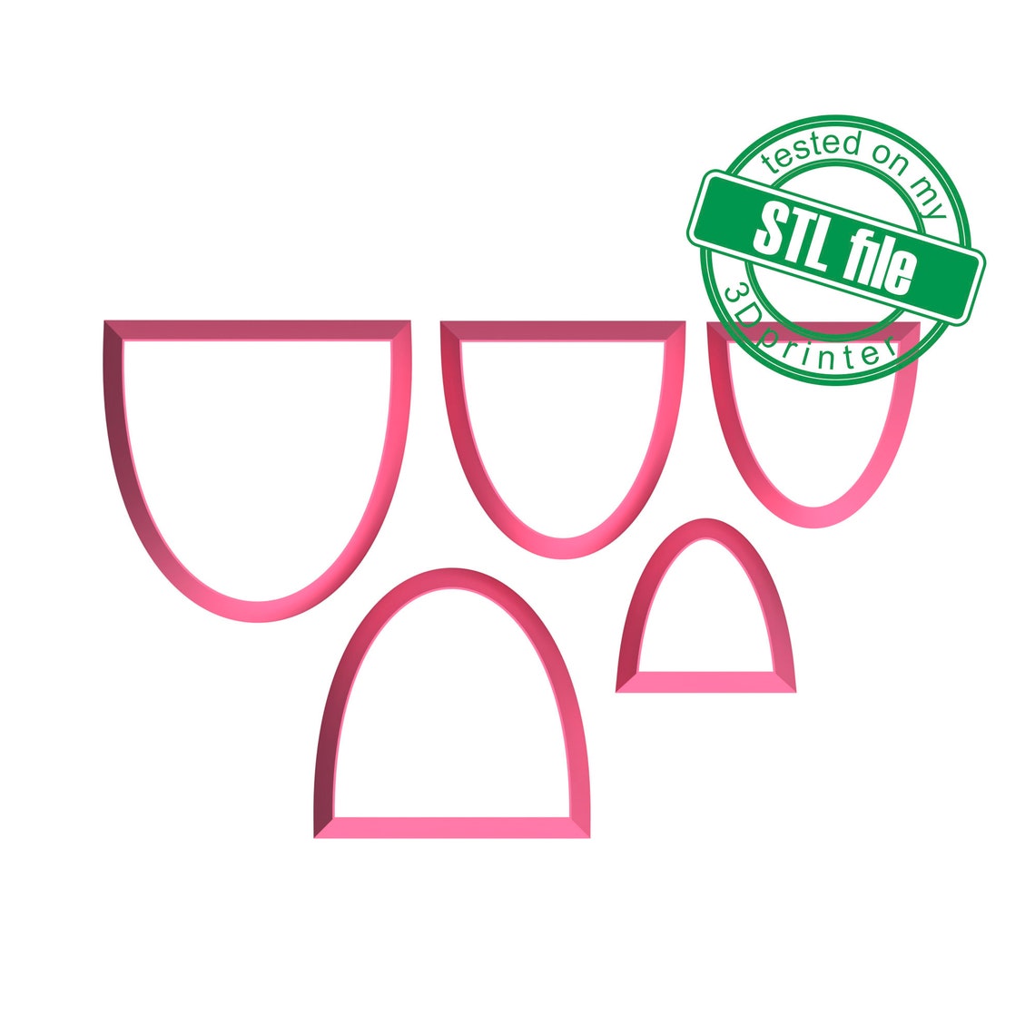 Basic Shapes Half Oval 5 Sizes Digital STL File for 3D - Etsy