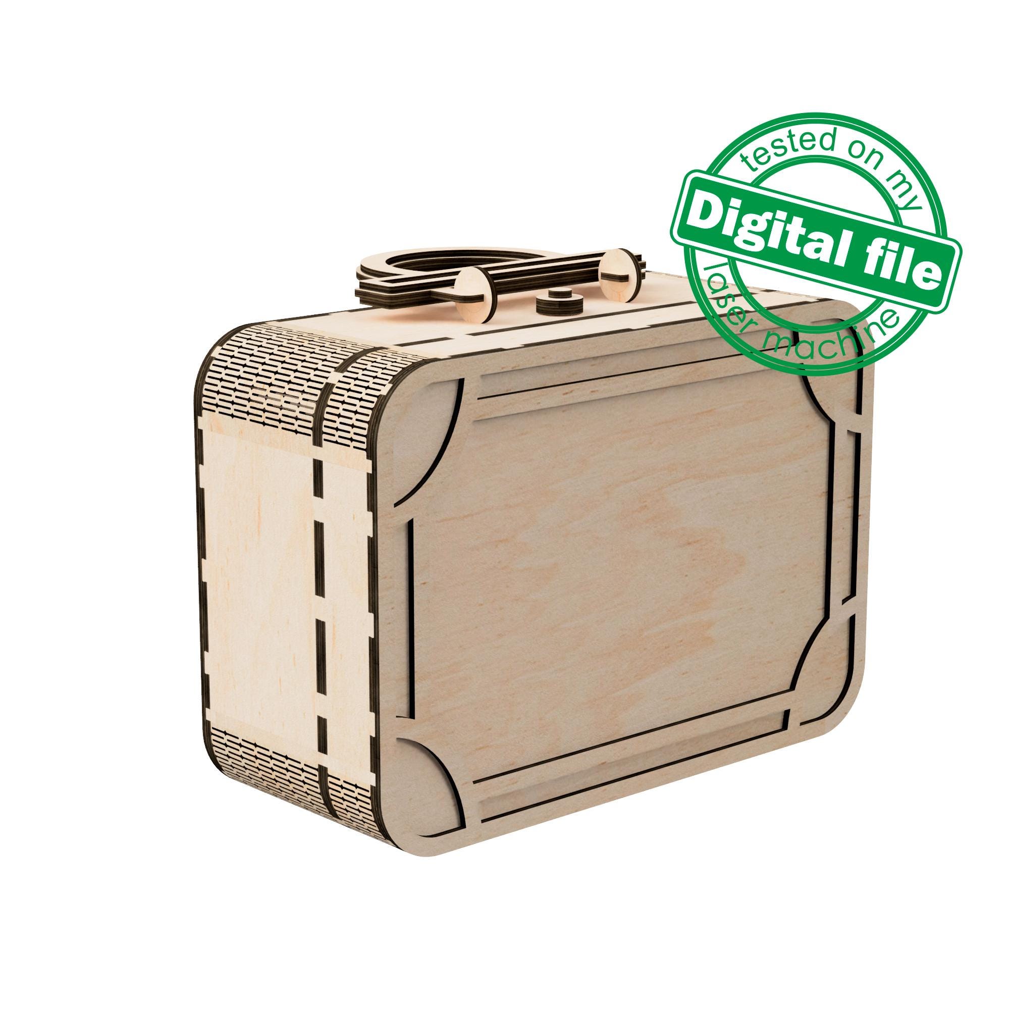 Laser Cut Wooden Suitcase Box Template: Rotating Lock Design (digital ...