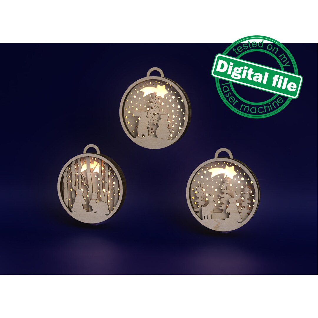 DXF, SVG Files for Laser Light-up Christmas Ornament, Bunny Rabbit ...