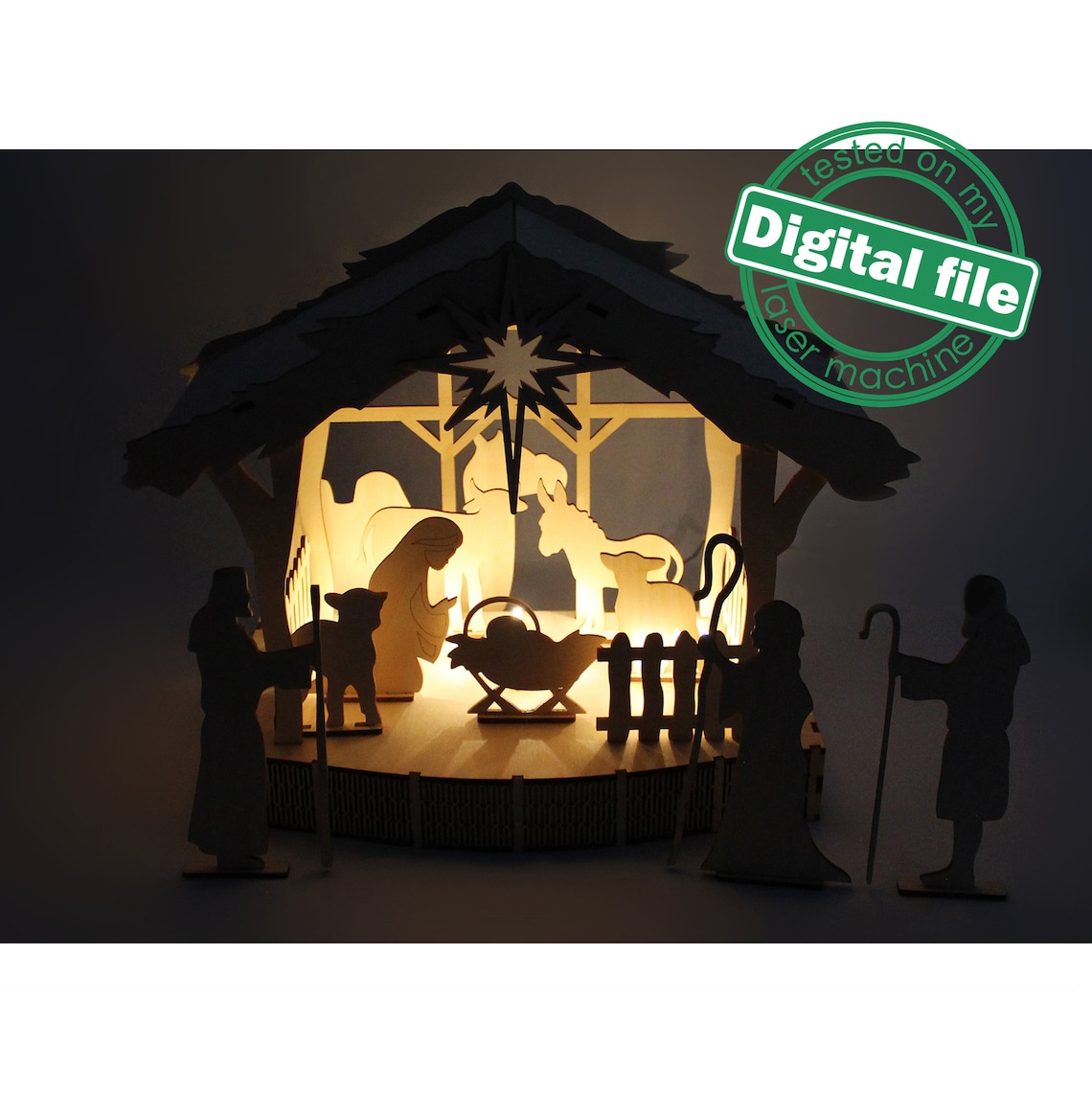 DXF SVG File for Laser Christmas Nativity Scene Set With Led - Etsy