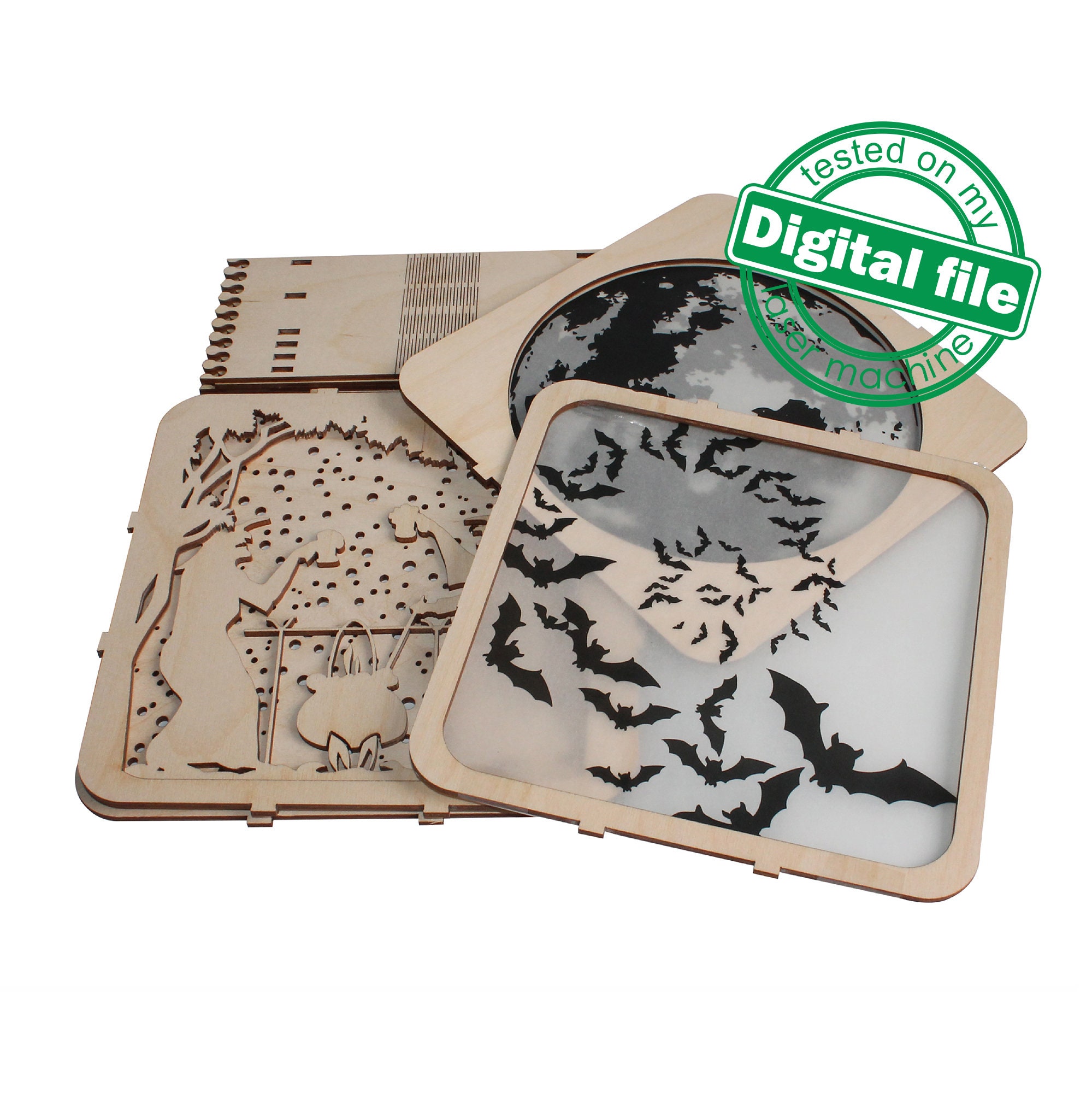 DXF SVG Files for Laser Light Box Witching Hour Shadow Box - Etsy UK