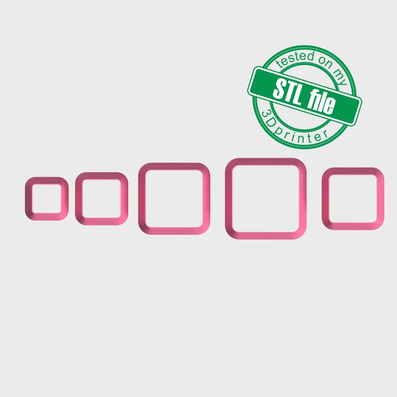 Basic Shapes Square 5 Sizes Digital STL File for 3D - Etsy