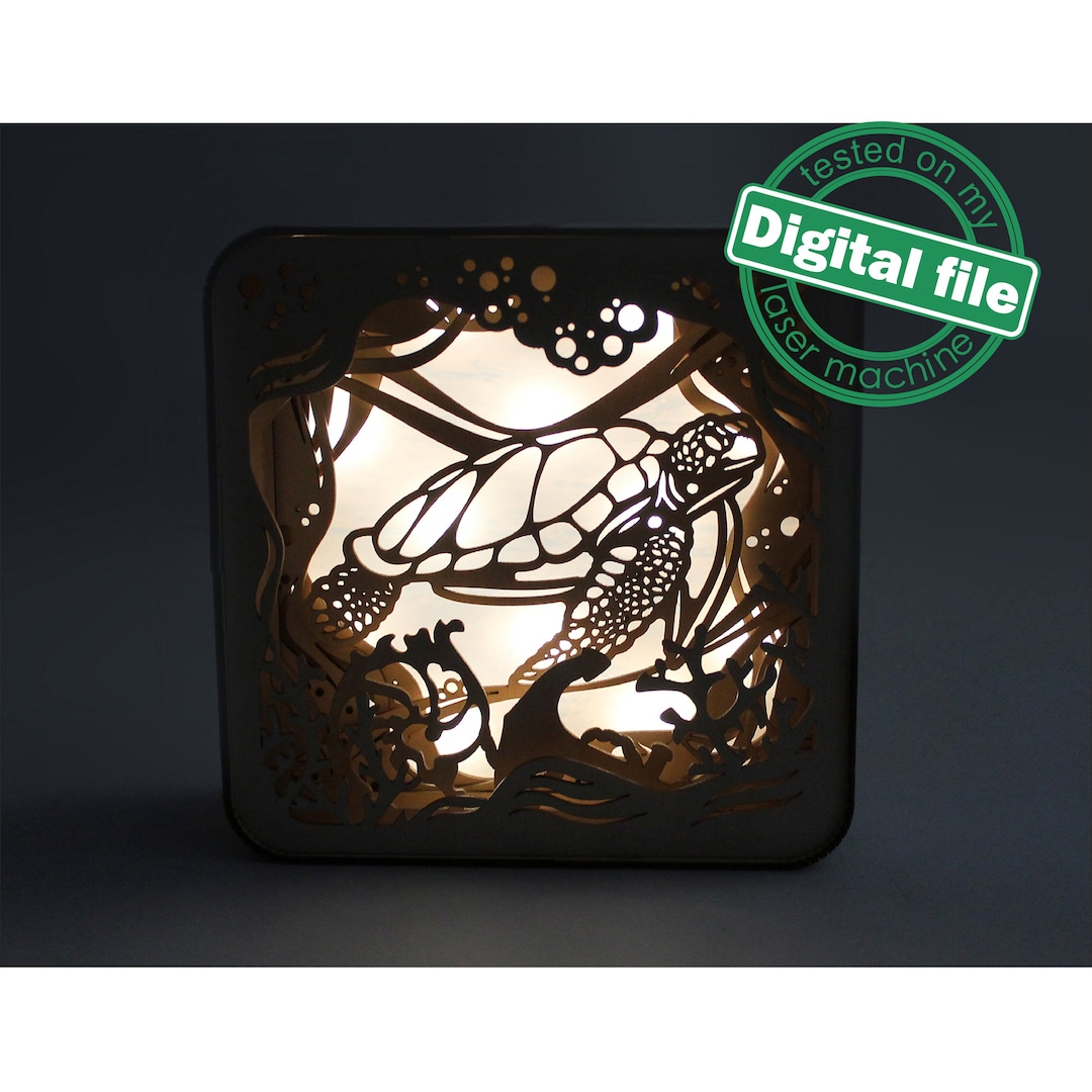 DXF, SVG Files for Laser Light Box Sea Turtle, Glowforge, Material ...